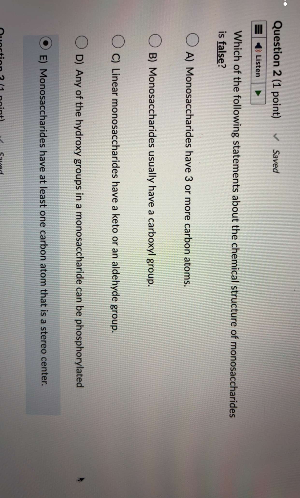 Solved Question 2 (1 ﻿point) ﻿Saved Which of the following | Chegg.com