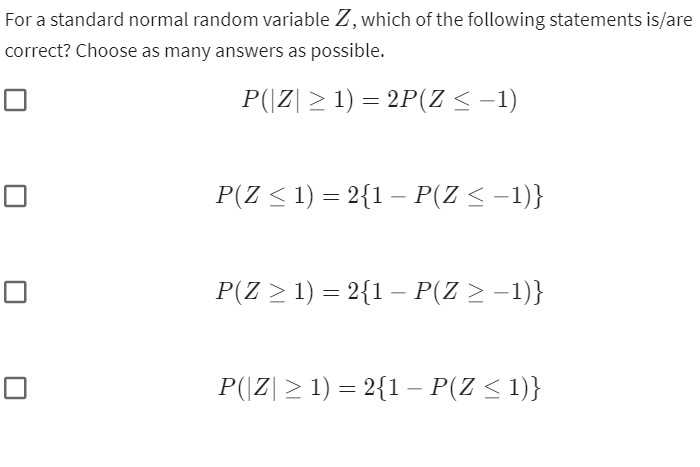 Solved For A Standard Normal Random Variable Z which Of 3928