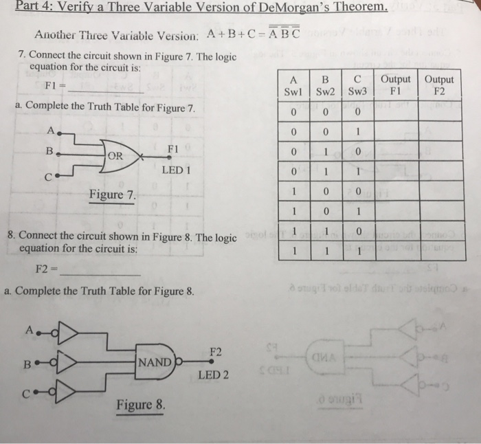 Solved Part 4: Verify a Three Variable Version of DeMorgan's | Chegg.com