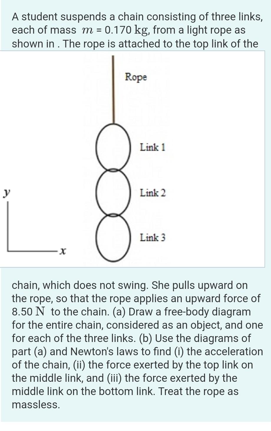 Solved A student suspends a chain consisting of three links, | Chegg.com