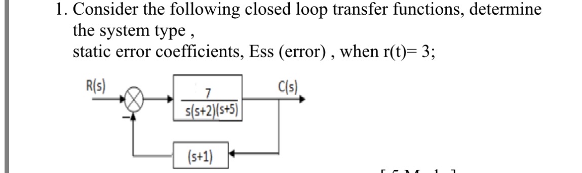 Solved Consider the following closed loop transfer | Chegg.com