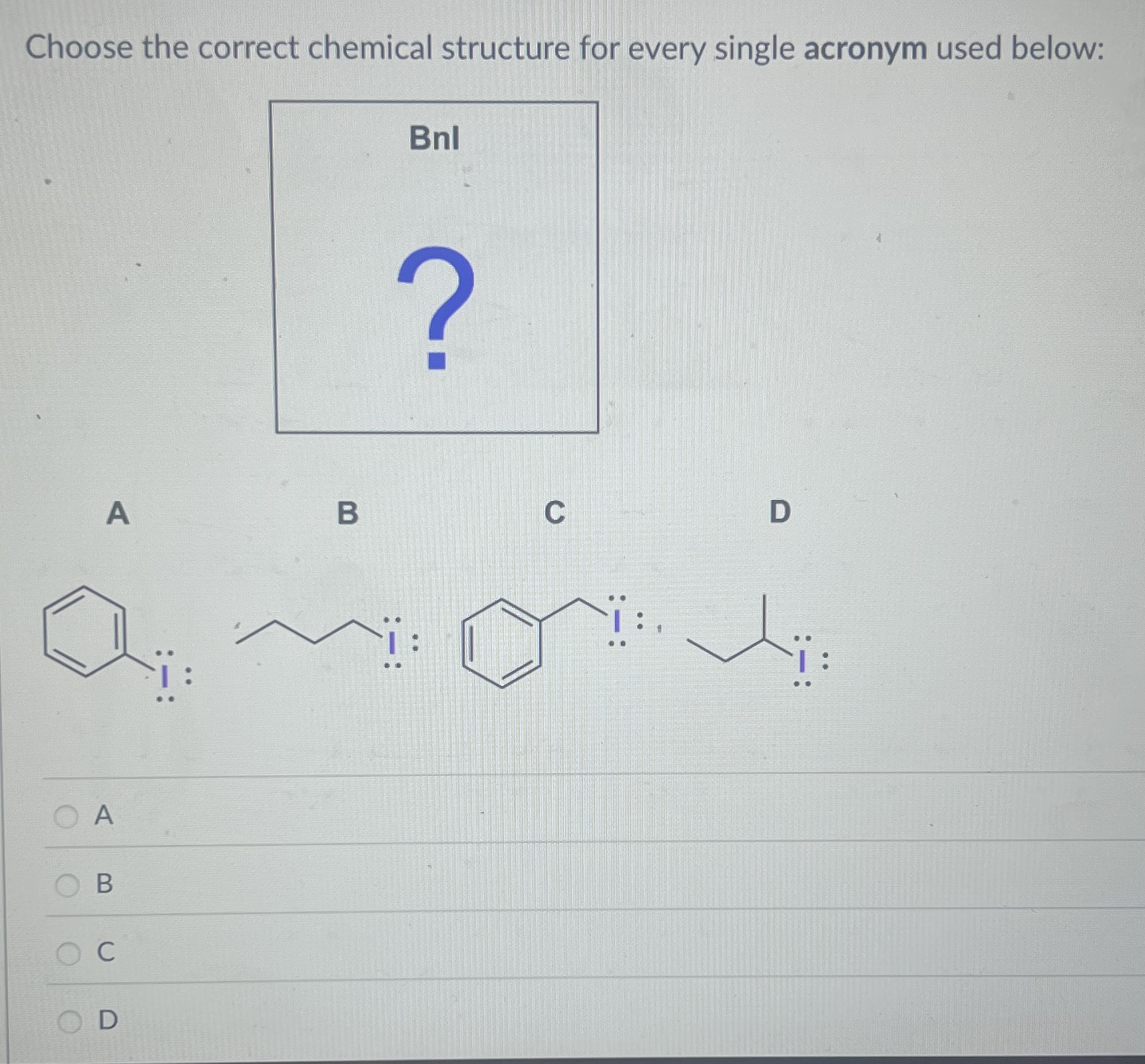 Solved Choose the correct chemical structure for every | Chegg.com