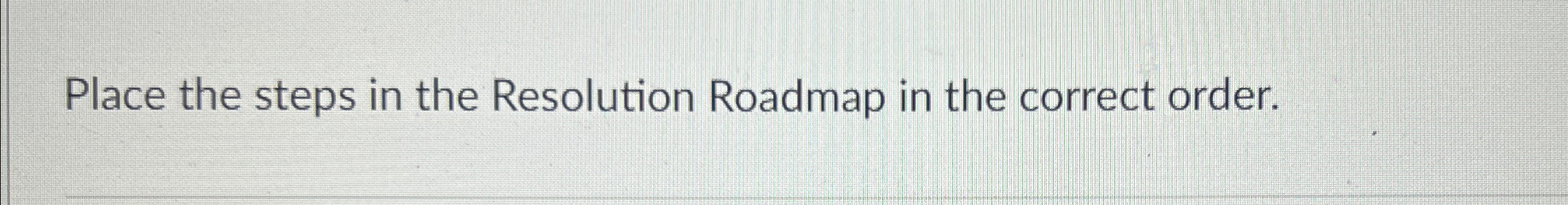 Solved Place the steps in the Resolution Roadmap in the | Chegg.com