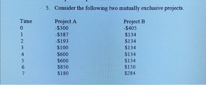 5. Consider the following two mutually exclusive | Chegg.com