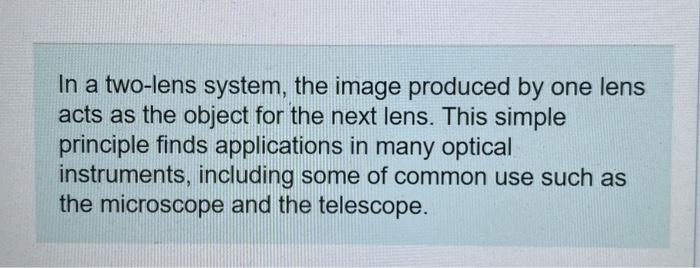 Solved In a two-lens system, the image produced by one lens | Chegg.com