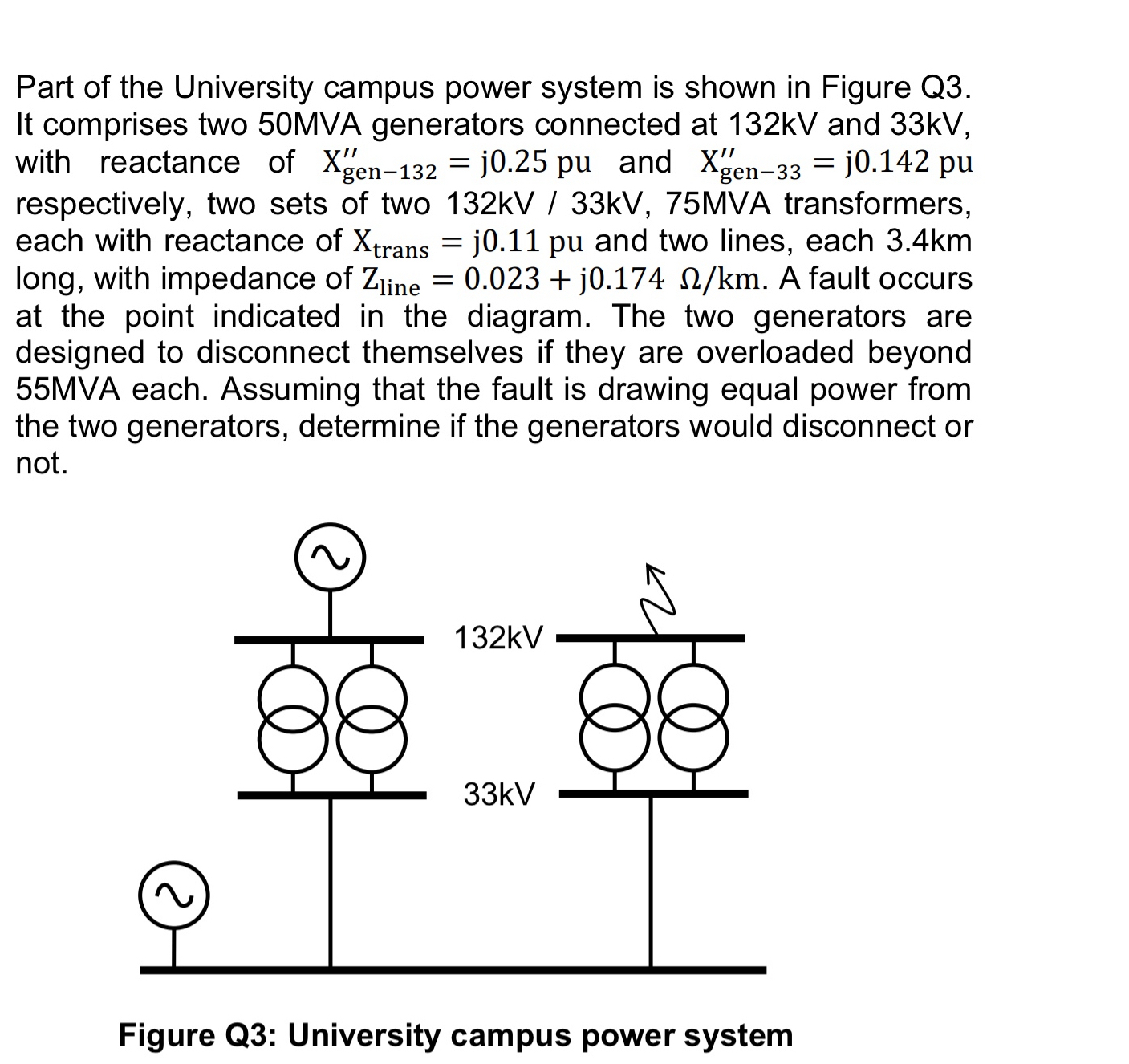 Solved Part of the University campus power system is shown | Chegg.com
