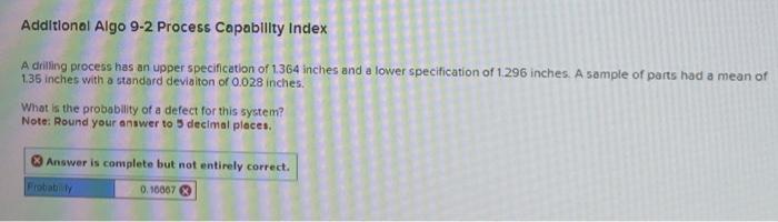Solved Additional Algo 9-2 Process Capability Index A | Chegg.com