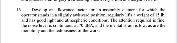 Solved 16. Develop an allowance factor for an assembly | Chegg.com