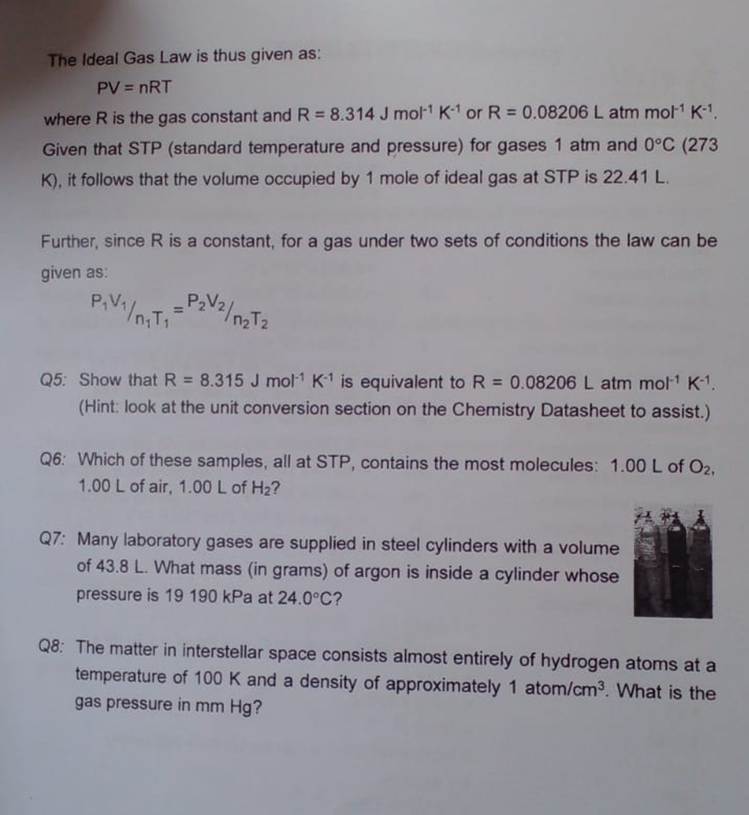 Solved The Ideal Gas Law is thus given as:PV=nRTwhere R ﻿is | Chegg.com
