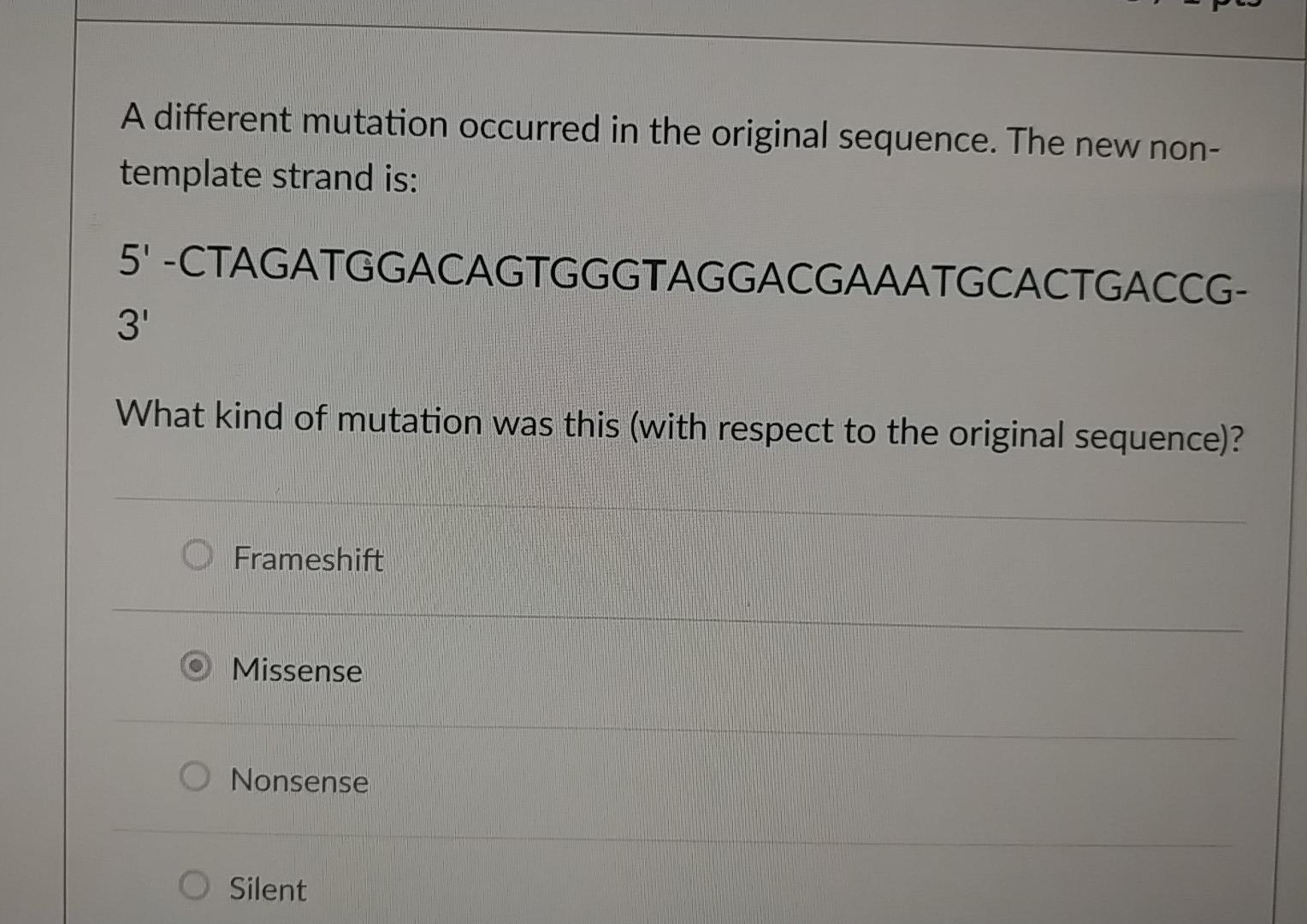 Solved A different mutation occurred in the original | Chegg.com
