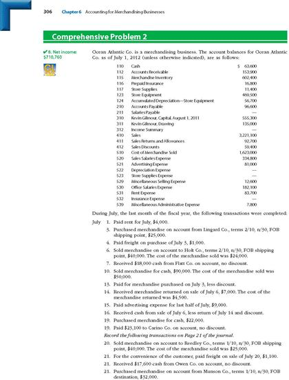 Comprehensive Problem 2, located on page 306 and 307 | Chegg.com