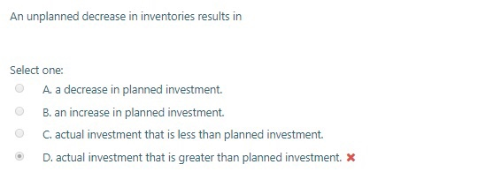 Solved An unplanned decrease in inventories results in | Chegg.com
