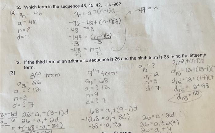 Solved 3. If the third term in an arithmetic sequence is 26 | Chegg.com