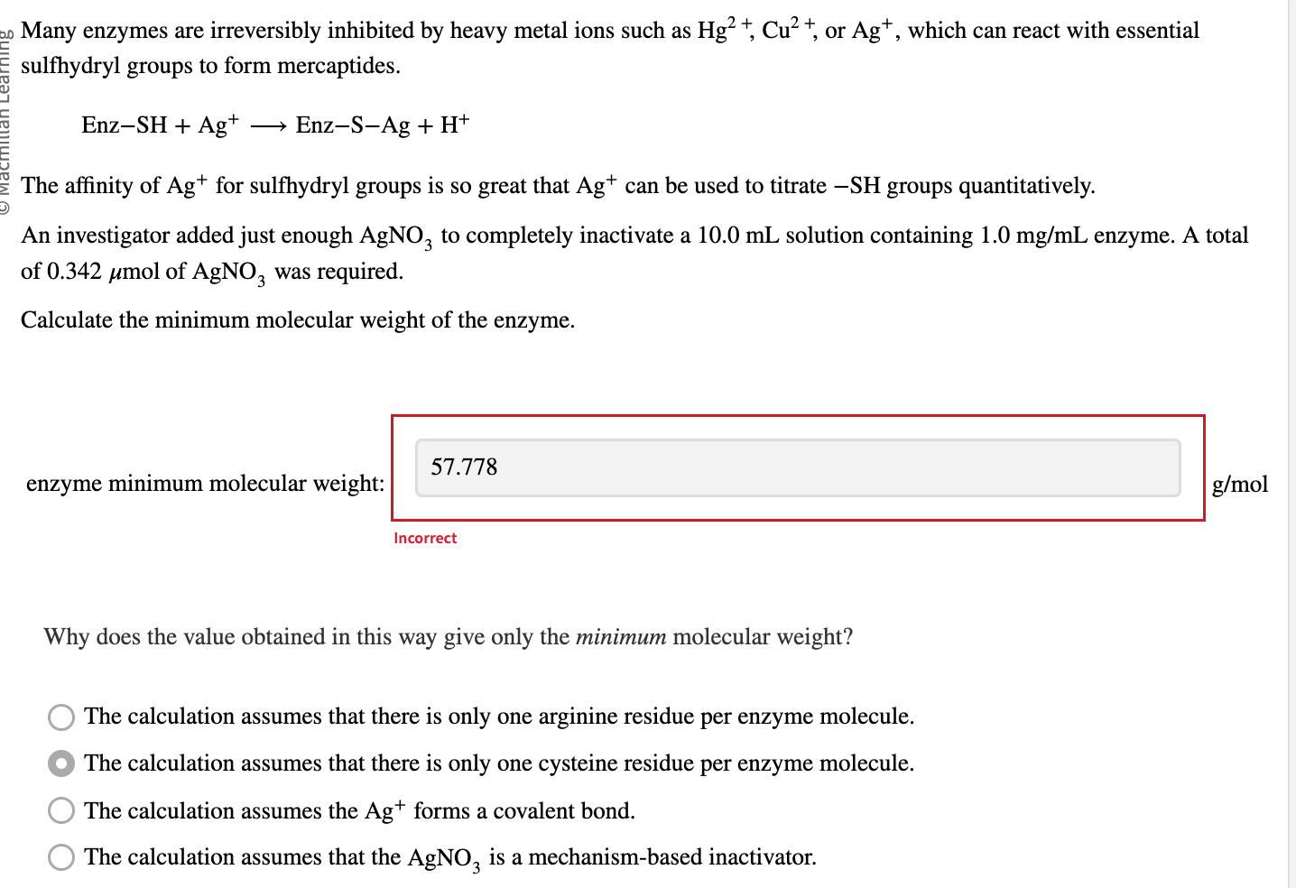 Solved Many enzymes are irreversibly inhibited by heavy | Chegg.com