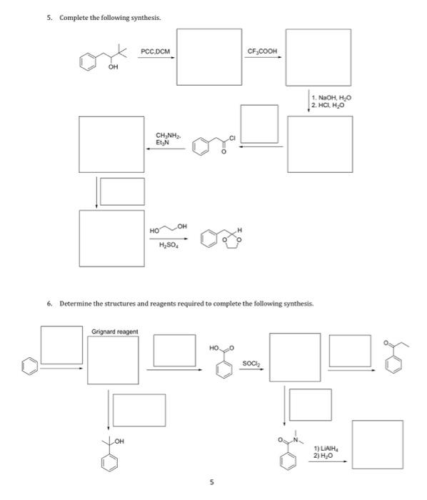 Solved 5. Complete the following synthesis. 1. NaOH1,H2O 6. | Chegg.com