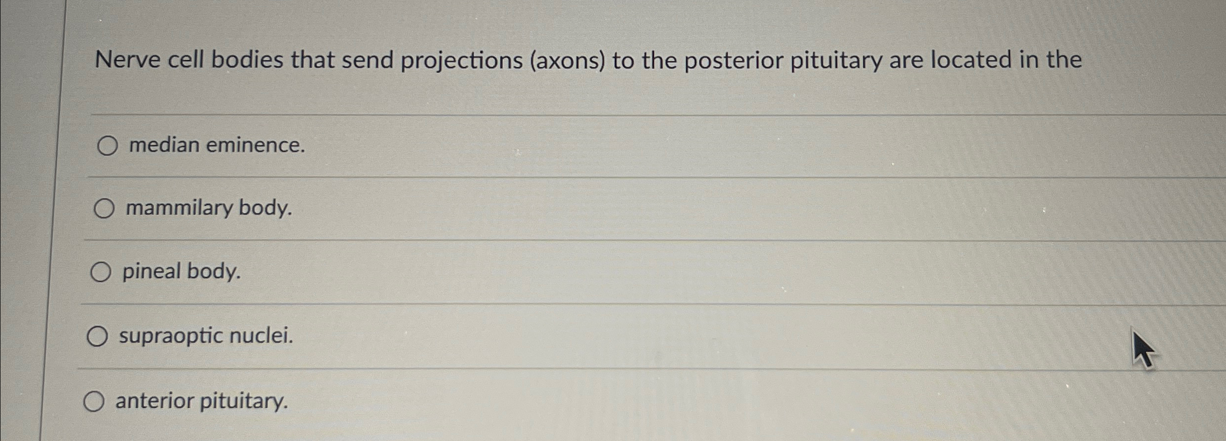 Solved Nerve cell bodies that send projections (axons) ﻿to | Chegg.com