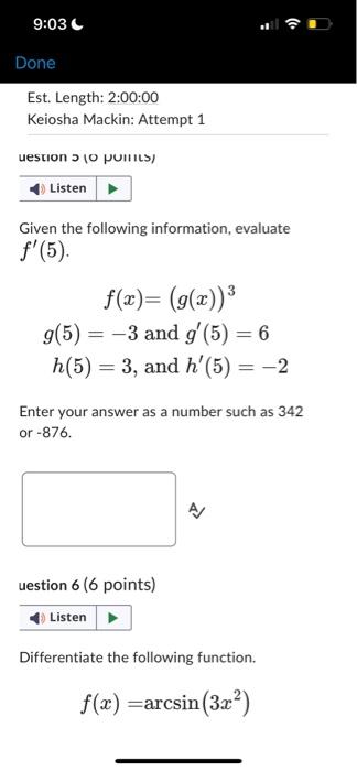 Solved Given the following information, evaluate f′(5) | Chegg.com