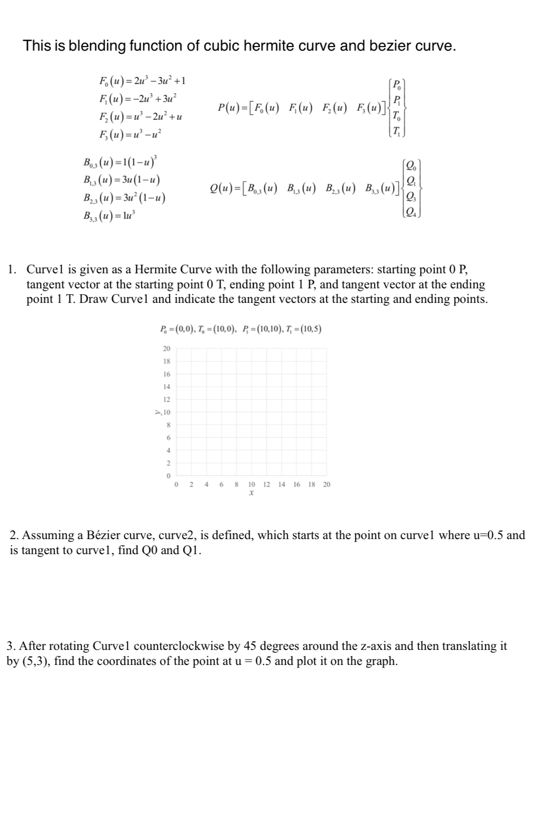 This is blending function of cubic hermite curve and | Chegg.com