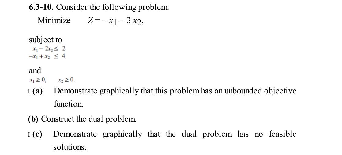 Solved 6.3-10. ﻿Consider the following problem. ﻿Minimize | Chegg.com
