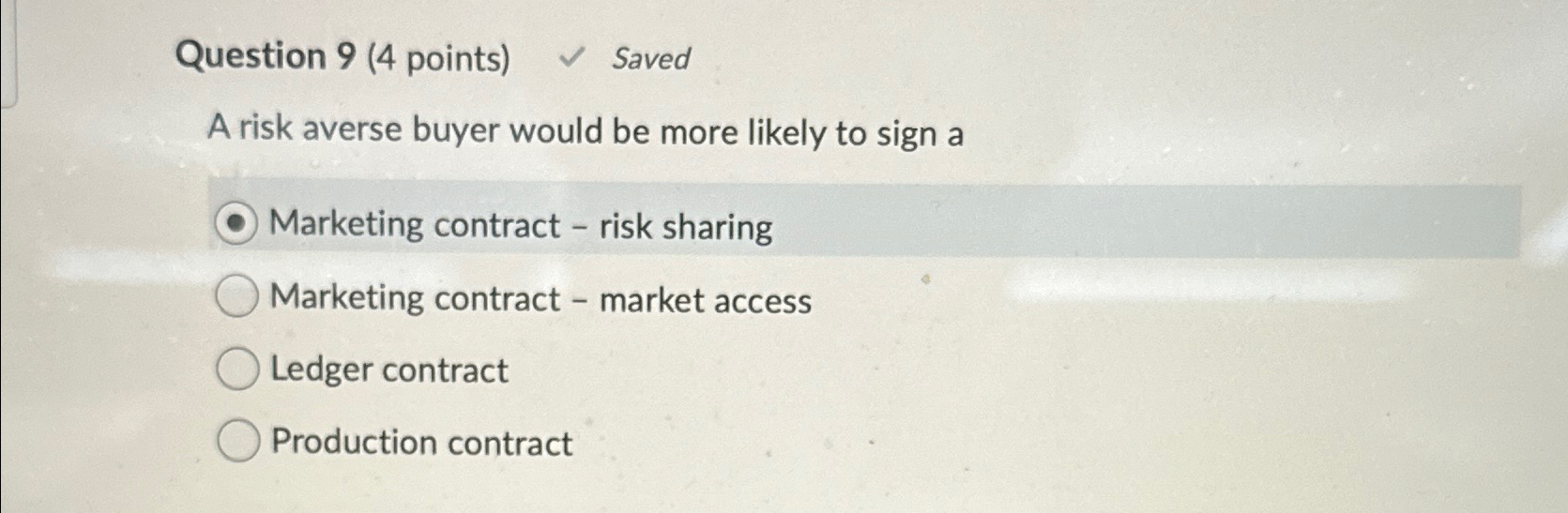 Solved Question 9 (4 points) SavedA risk averse buyer | Chegg.com Solved Question 9 (4 points) SavedA risk averse buyer | Chegg.com