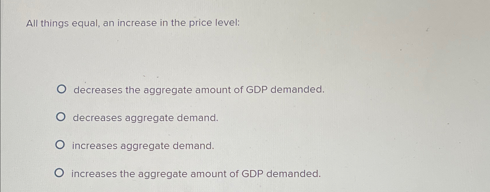 Solved All things equal, an increase in the price | Chegg.com