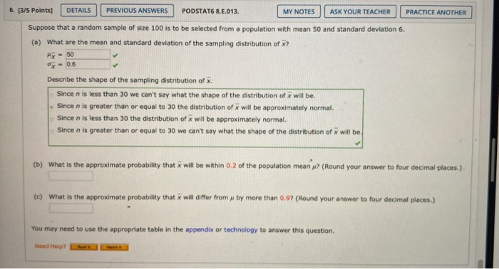Solved DETAILS 6. [3/5 Points) PREVIOUS ANSWERS PODSTAT6 | Chegg.com