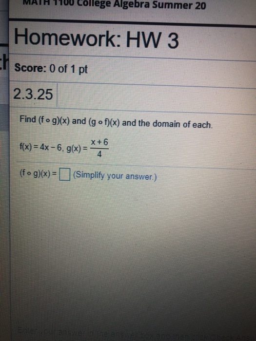 Solved Kaspxhomework MATH 1100 College Algebra Summer 20 | Chegg.com