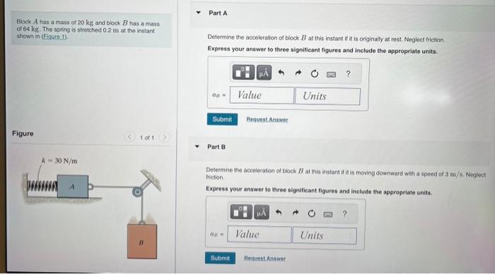 Solved Blick A has a mass of 20 kg and block B has a mass of | Chegg.com