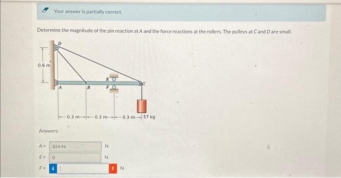 Solved Determine The Magnitude Of The Pin Reaction At A And
