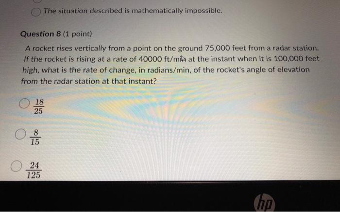 Solved The situation described is mathematically impossible. | Chegg.com