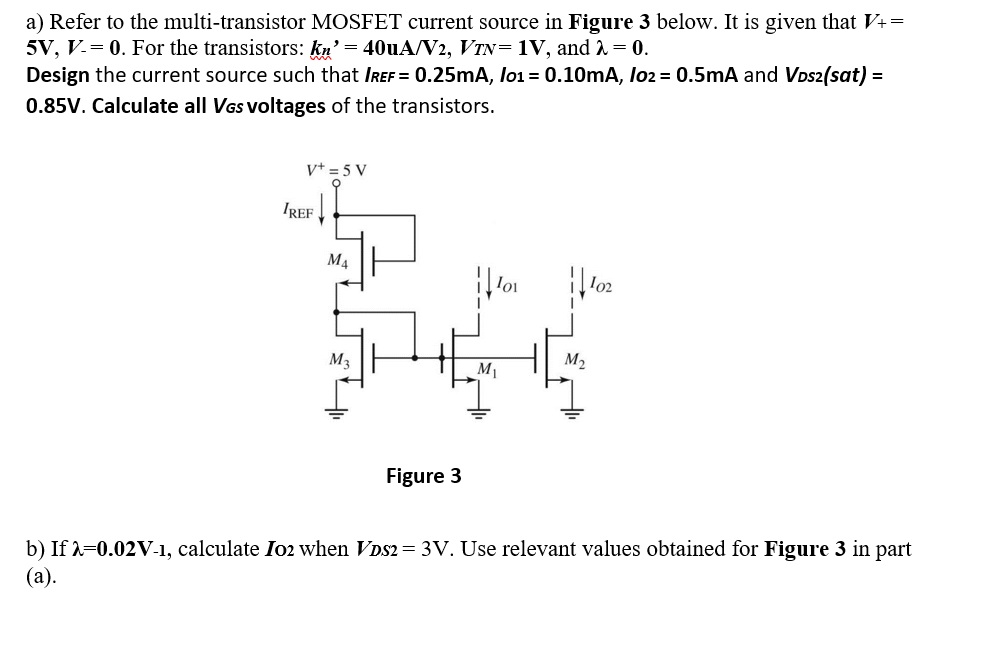 a) ﻿Refer to the multi-transistor MOSFET current | Chegg.com