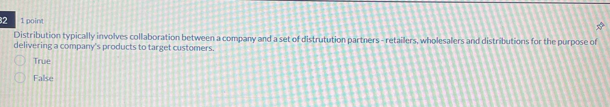 Solved 1 ﻿pointDistribution typically involves collaboration | Chegg.com
