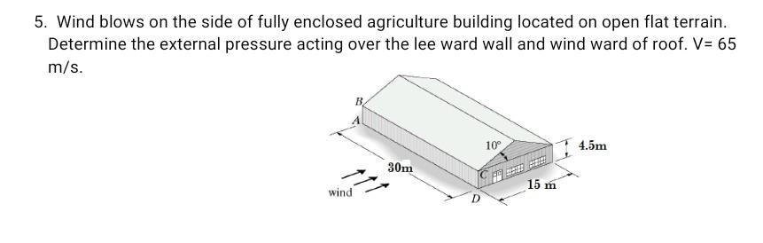 Solved 5. Wind blows on the side of fully enclosed | Chegg.com