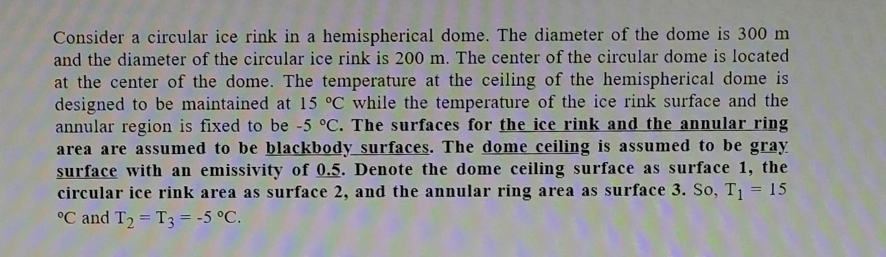 Solved Consider a circular ice rink in a hemispherical dome. | Chegg.com