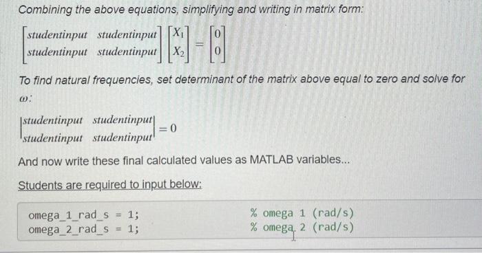Part 1: Modelling of a 2 DoF System Figure 2 shows a | Chegg.com