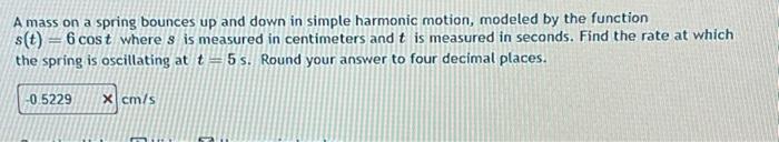 Solved A mass on a spring bounces up and down in simple | Chegg.com