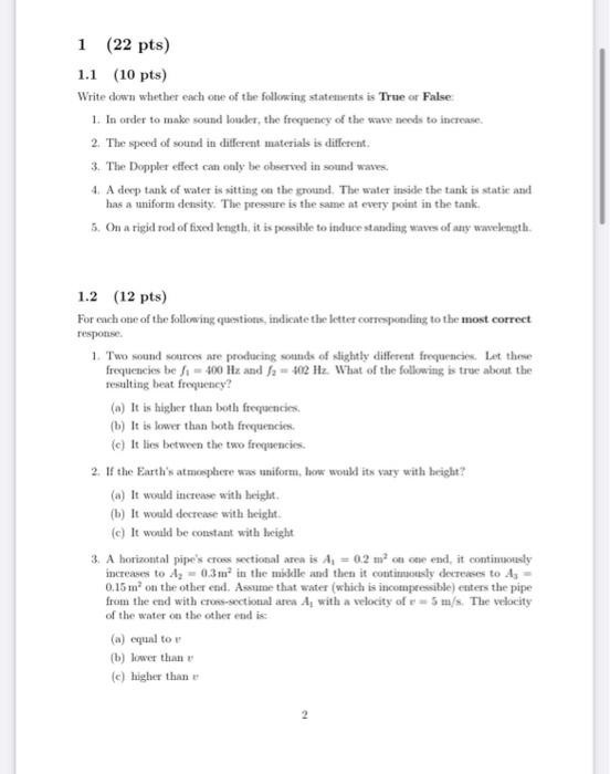 Solved 1 (22 pts) 1.1 (10 pts) Write down whether each otve | Chegg.com Solved 1 (22 pts) 1.1 (10 pts) Write down whether each otve | Chegg.com