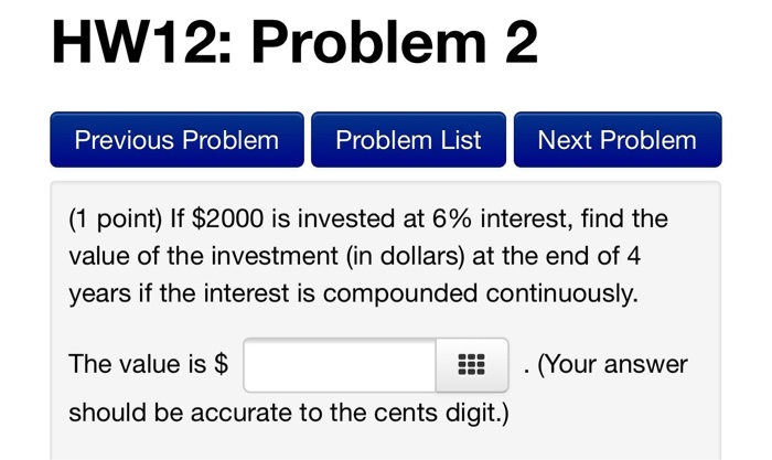 Solved Hw12 Problem 2 Previous Problem Problem List Next 4935