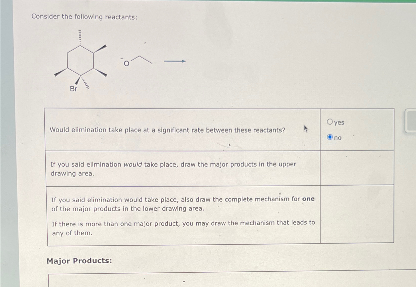 Solved Consider the following reactants:Would elimination | Chegg.com