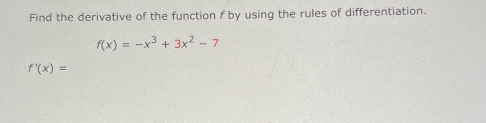 Solved Find the derivative of the function f ﻿by using the | Chegg.com