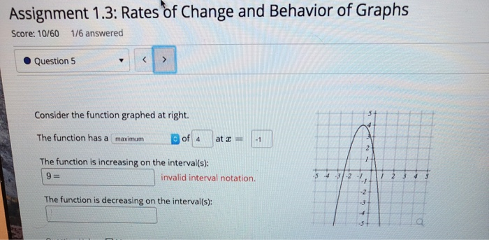 Solved Assignment 1.3: Rates of Change and Behavior of | Chegg.com
