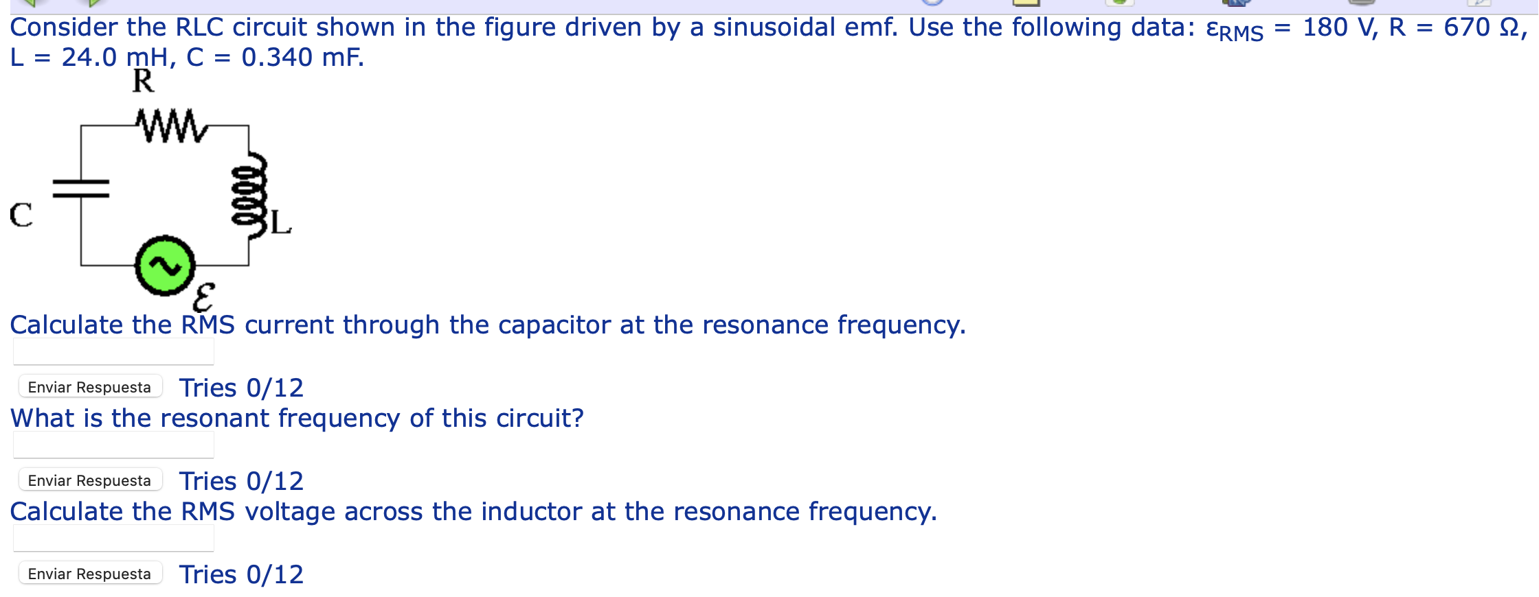 Solved Consider the RLC circuit shown in the figure driven | Chegg.com