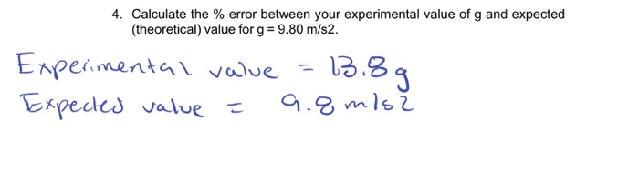 Solved 4. Calculate the % error between your experimental | Chegg.com