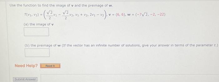 Solved Use the function to find the image of v and the | Chegg.com