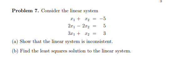 Problem 7. ﻿Consider the linear | Chegg.com