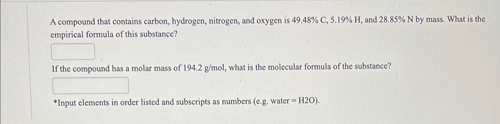 Solved A compound that contains carbon, hydrogen, nitrogen, | Chegg.com