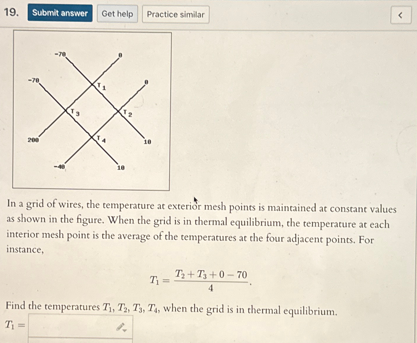 Solved In a grid of wires, the temperature at exterior mesh | Chegg.com