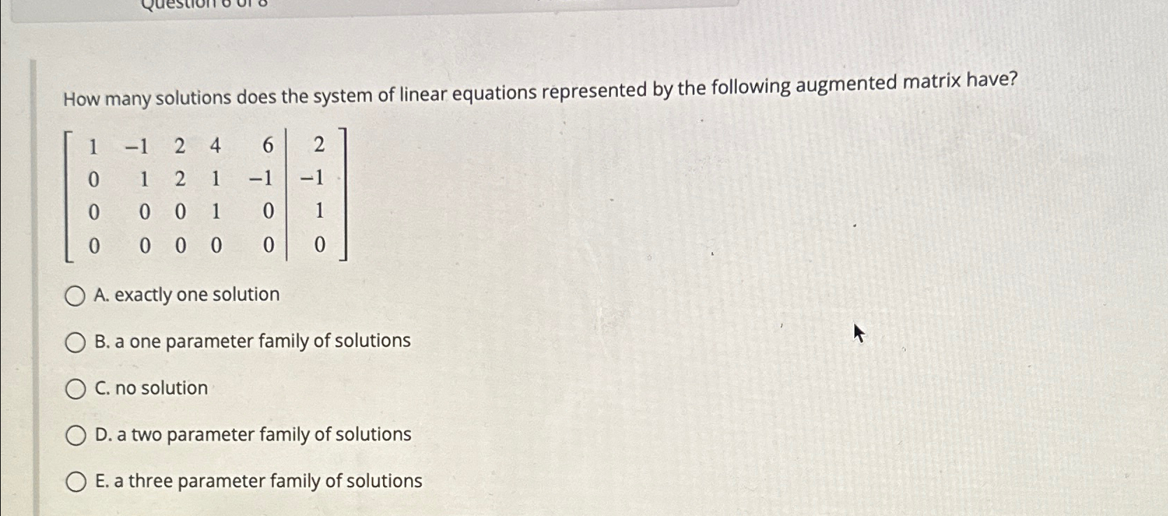 Solved How many solutions does the system of linear | Chegg.com