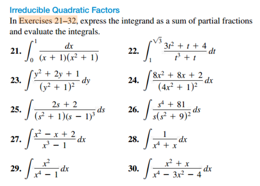 Solved Irreducible Quadratic Factorsin Exercises 21 32