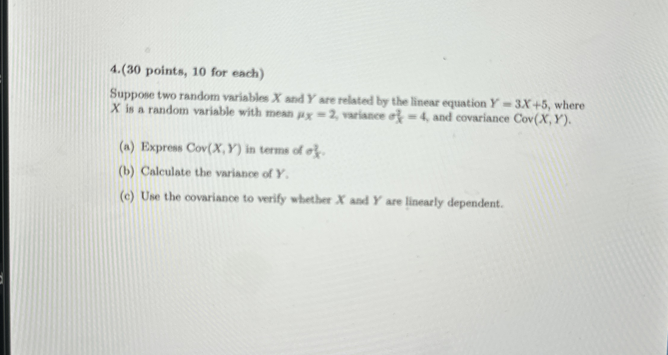 Solved 4.(30 ﻿points, 10 ﻿for each)Suppose two random | Chegg.com